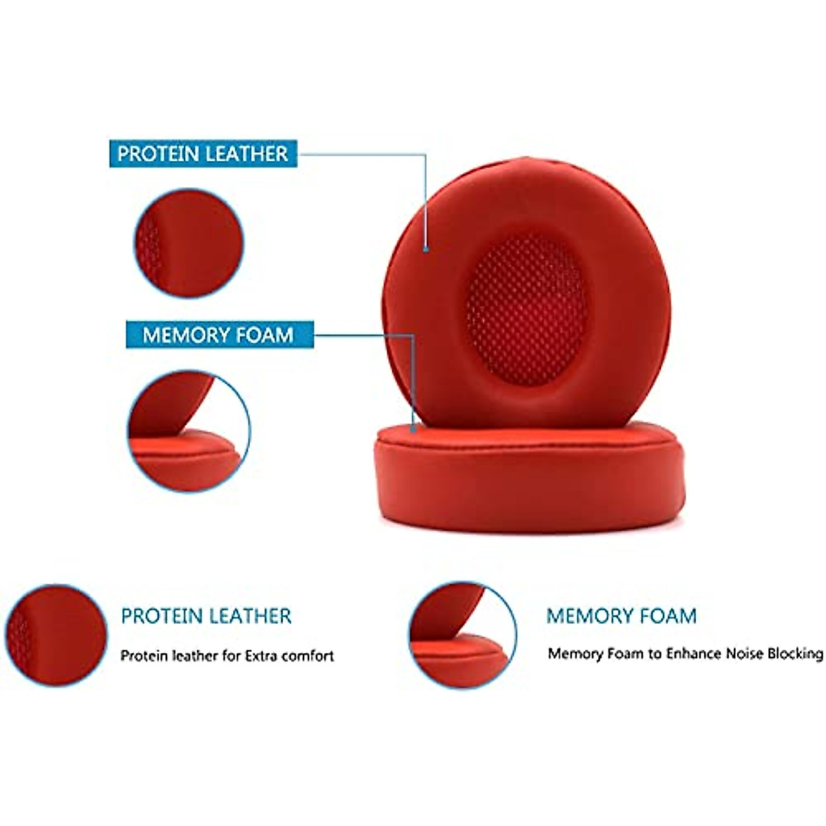 Adhiper Replacement Earpads Solo pro Replacement Ear Pads Ear Cushion is Compatible with Solo pro Headphones (Red)