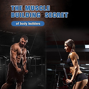 DISPANK Cable Machine Attachments Pull Down Attachments Set, LAT Pull Down Accessaries, Tricep Rope, V-Shaped Bar, Rotating Straight Bar and Double D Row Handle Rotating