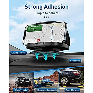 Phone Mount for Car, 360° Rotatable Car Dashboard Phone Holder Mount, Horizontal & Vertical Viewing Cell Phone Holder for Car，Washable Reusable Car Phone Mount, for iPhone Samsung & Other Smartphones