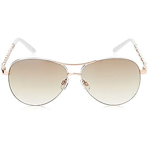 TAHARI womens Th649 Metal UV Protective Aviator Women s Sunglasses Wear Year Round Elegant Gifts for Women 60 mm, Rose Gold & White, 59 mm US