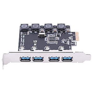 USB 3.0 PCIe Expansion Card, 4 Port SuperSpeed PCIE to USB 3.0 Expansion Card for Windows Server, PCsBuild in SelfPowered Technology, No Need Additional Power Supply