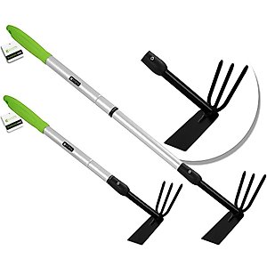 Evcitn Adjustable Hoe and Cultivator Hand Tiller with 40.7IN Long Handle, Aluminium and Rubber Garden Tool for Breaking Stone,Weeding Weeds,Digging Roots,Loosening Soil