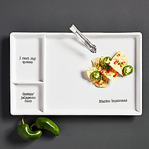 Mud Pie Circa Divided Nacho Platter, White, 9 3/4" x 15 1/2"