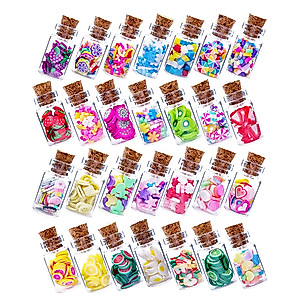 HKLMRO 30PCS Cute Miniature Dollhouse Food Jar Glass Bottle 1:12 Pretend Play Doll House Kitchen Decoration 1:6 Lovely Mini Fruit Simulation Scene Candy Snack Model Game Party Toy for Adults Teenagers