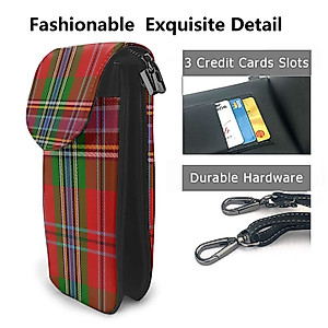 Small Crossbody Scottish Clan MacLean Tartan Crossbody Purse Bag Fashion Cell Purse Wallet For Women/Girls Gift, Black