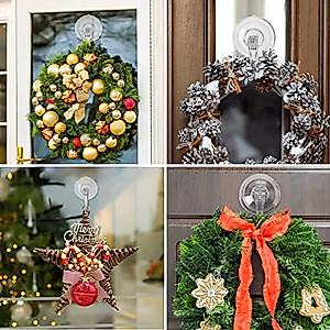 3 Pack Suction Cup Hooks, Clear Heavy Duty Vacuum Suction Cups with Dual Hooks Removable Window Glass Door Suction Hangers, Reusable Suction Cup Holders for Kitchen Bathroom Shower Wreath