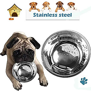 PetFun Double Dog Cat Bowls Automatic Gravity Water Food Dispenser, No-Spill Dog Water Bowl & Dish Stainless Steel Durable & Detachable Feeder Bowl for Cats & Small or Medium Size Dogs