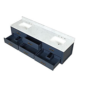 Bell+Modern Tuckerton 80 in W x 22 in D Blue Double Bath Vanity, Carrara Marble Top and Mirror