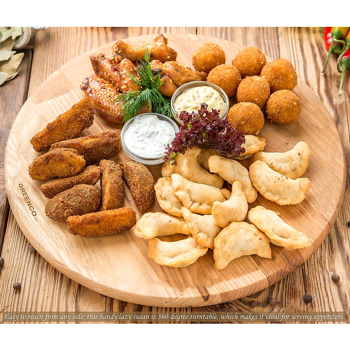 Greenco Bamboo Lazy Susan Turntable Spice Rack, 10 Inch Premium Bamboo, Perfect For Cabinets and Pantries, Neatly Store & Organize Spices, Condiments, and More