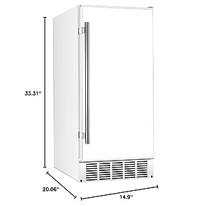 EdgeStar IB250WH 15 Inch Wide 20 Lb. Built-In Ice Maker with 25 Lbs. Daily Ice Production - No Drain Required