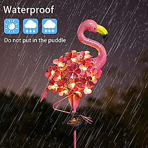 Solar Lights Garden Flamingo Pathway Light for Decor,Outdoor Stake Metal Lights,Waterproof Warm White LED for Lawn,Patio or Courtyard Christmas Decoration