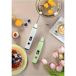 Electric Rechargeable Drink Mixer for Matcha Greens Protein Hot Chocolate drinks | Egg Beater for Baking | 3 Speed Immersion Blender (White)