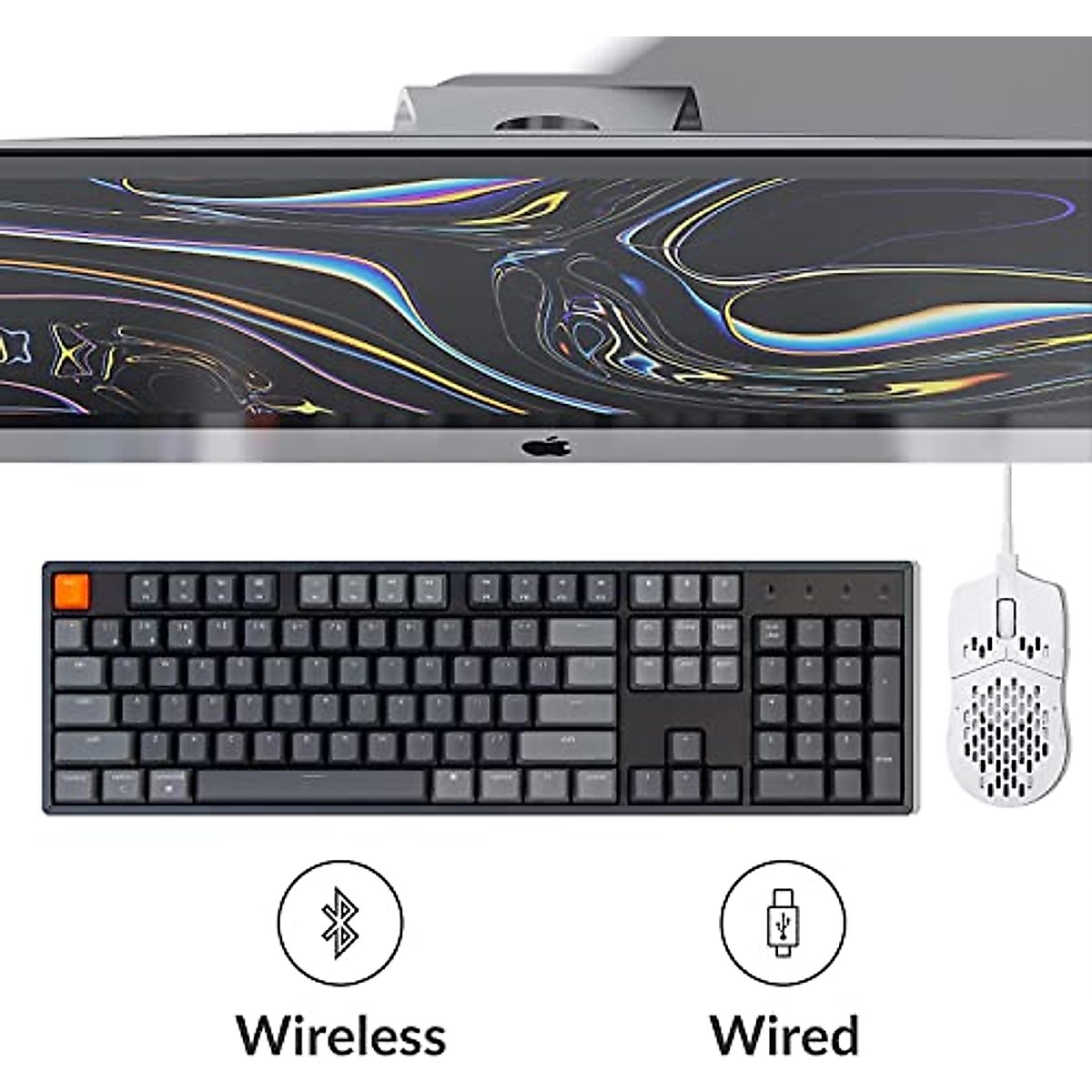 Keychron K10 RGB Full Size Layout Hot-Swappable Mechanical Keyboard for Mac Windows, Multitasking 104-Key Bluetooth Wireless/USB Wired Gaming Keyboard with Gateron G Pro Red Switch Aluminum Frame