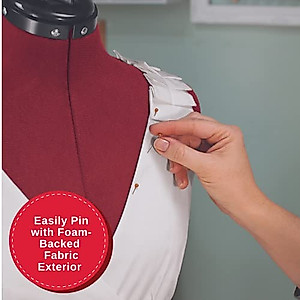 SINGER | Adjustable Red Dress Form, Fits Sizes 4-10, Foam Backing for Pinning, 360 Degree Hem Guide - Sewing Made Easy
