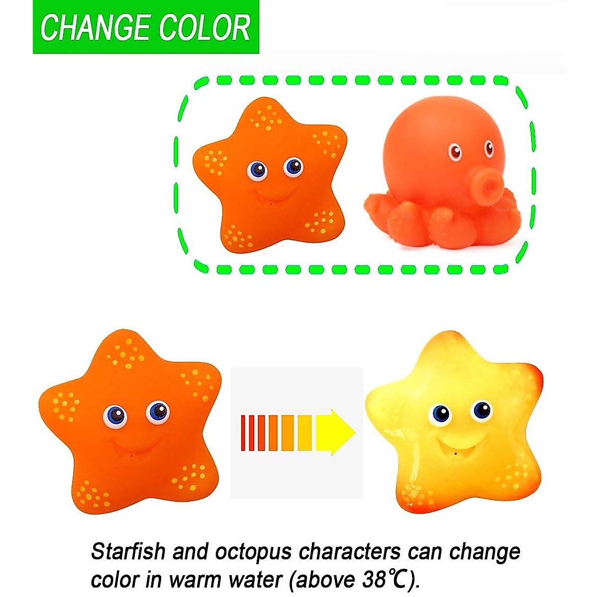 Bath Toy, Water Spraying Discoloration Floating Animals, Bathroom Pool Accessory, Shark Fishing Play Set for Babies and Kids