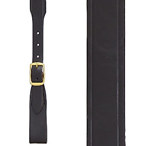 Suspender Store Plain Crease Handcrafted Western Leather Suspenders - 1.5-Inch Wide - Belt Loop - X-Large - 44-48 Inches - Black