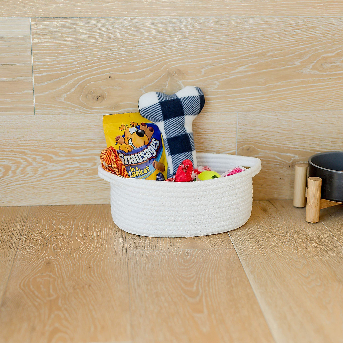 NaturalCozy 3-Piece Oval Storage Basket Set– Natural Woven Gift Basket Empty, Soft Baby Basket for Nursery, Cat Dog Toy Baskets, Small Rope Basket (Off White)