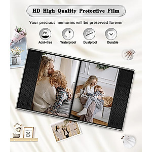 Ejblfe Photo Album 4x6,Linen Cover Slide-in Photo Album Book Can Holds 100 4x6 Photos with 50 Black Sheets for Family,Wedding,Baby and Holiday Pictures (Gray)