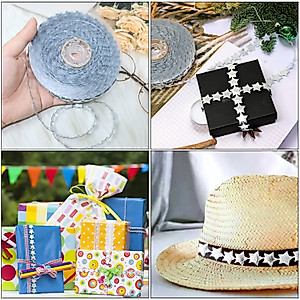 Honbay Sparkly Polyester Star Ribbon Trim Embellishment, Star Decoration Ribbons, for Wedding, Birthday, Valentine's Day, Baby Shower, Christmas, Thanksgiving, Gift Cake Wrapping, DIY Crafts (Silver)