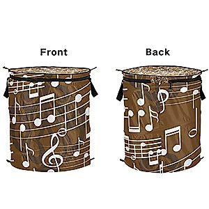 Music Pop Up Laundry Hamper With Lid Foldable Laundry Basket With Handles Collapsible Storage Basket Clothes Organizer for Travel Kids Room