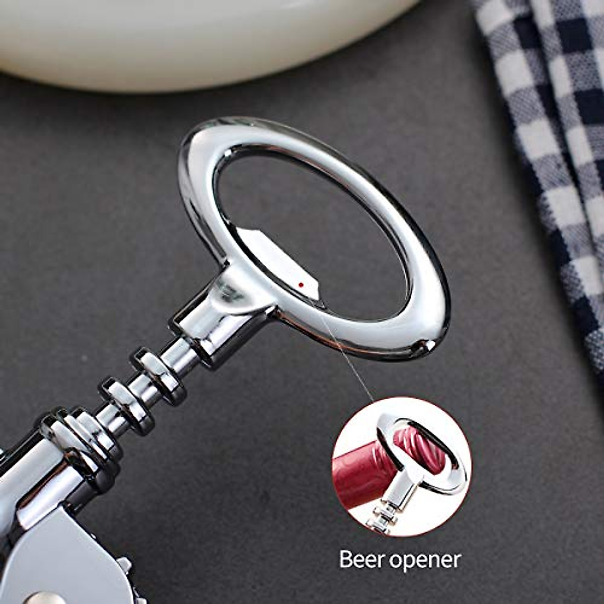 Drincarier Stainless Steel Wine Opener Compact Corkscrew Wine Bottle Opener with Foil Cutter Wine Stopper………