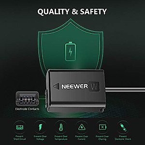 Neewer AC-PW20 AC Power Supply Adapter and DC Coupler Dummy Battery Charger Kit Replace NP-FW50 Battery Compatible with Sony A7/7R/7S A7II/7RII/7SII A6500/6400/6300/6100 NEX3/5/6/7 DSC-RX10 II III IV