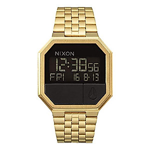 NIXON Re-Run A158 - All Gold - 30m Water Resistant Men's Digital Fashion Watch (38.5mm Watch Face, 18mm-13mm Stainless Steel Band)