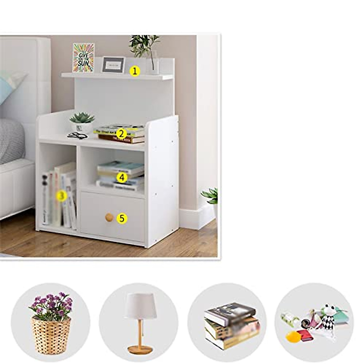HIGOH Bedside Table Home Furniture Bedside Table Living Room Dressing Room Bedside Table Simple Modern Bedroom Apartment Locker