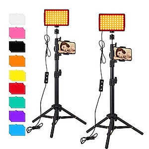 LED Studio Streaming Lights, Portable Video Lighting for Video Recording Filming Camera Photo Photography Conference Game YouTube TikTok Portrait Shooting with Adjustable Tripod Stand & Color Filters