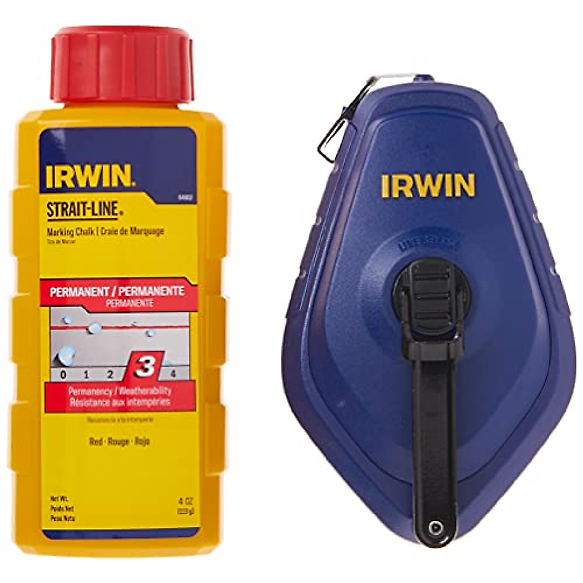 IRWIN STRAIT-LINE Chalk Line, Speedline Reel, Red, 100 ft. (1932885),2 Piece Set
