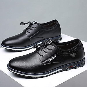 COSIDRAM Mens Casual Leather Shoes Business Slip-on Shoes Comfort Fashion Office Shoes for Male Black 10.5