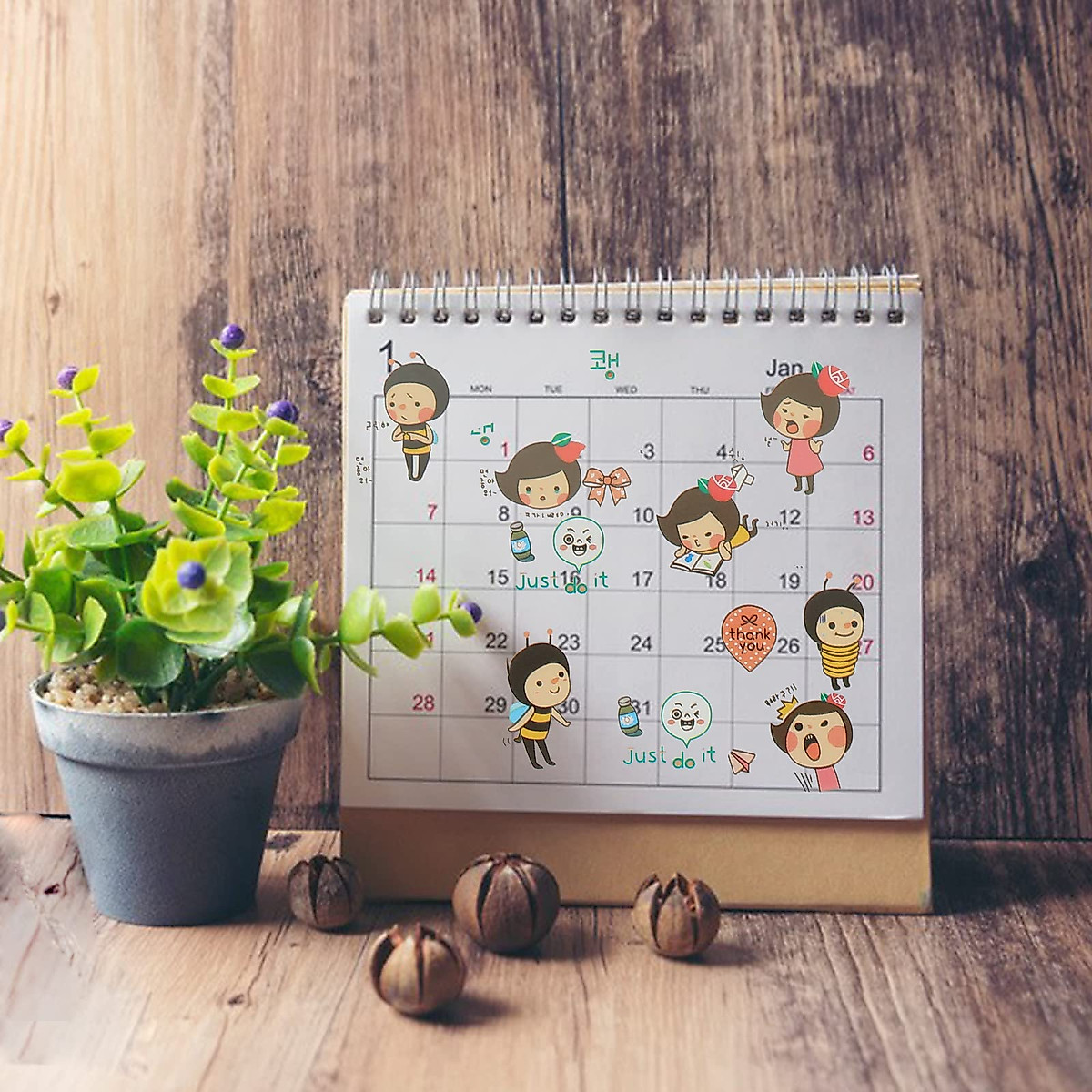 12 Sheets Happy Girl DIY Scrapbook Sticker, Kawaii Cartoon Korean Planner Stickers Set for Diary,Book,Phone and Photo Album