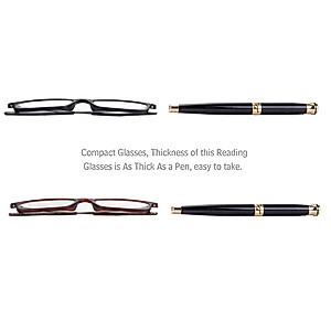 EYEGUARD Reading Glasses with Portable Case Slim Mini Pocket Readers for Women Men Eye Glasses