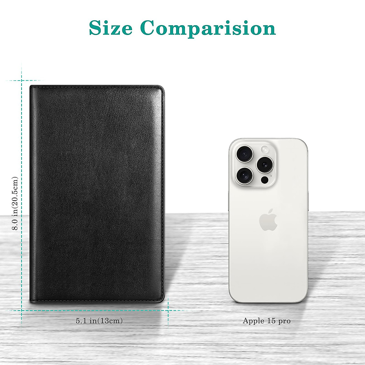 Fintie Server Book Organizer with Zipper Pocket, PU Leather Restaurant Guest Check Presenters Card Holder for Waitress, Waiter, Bartender (Black)