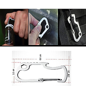 Banner Bonnie Multipurpose Tool Carabiners D Buckle Cap Lifter Sidekick Bottle Opener 1/4" Hex Hole 3pcs
