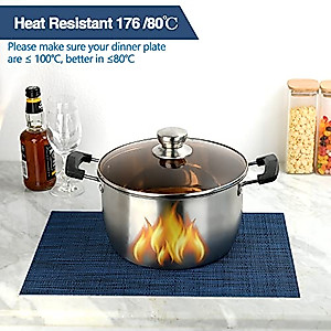 SLKQG Navy Blue Placemats Set of 8 - Easy Clean Washable Vinyl Placemats - Wipeable Heat Resistant Table Mats for Dining Table - 17x12 Inch (Navy Blue, 8)