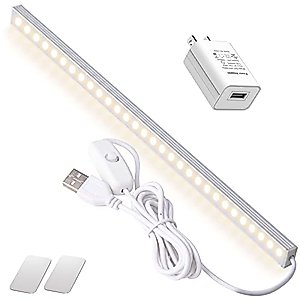 DWEPTU LED Under Cabinet Lighting, Under Cabinet Lights with USB Powered Under Cabinet Lights for Closet Light Bar Under Counter Lighting Work Tables Student Dormitory (Include AC Power Plug)