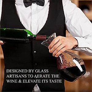 Culinaire Crystal Glass Wine Decanter White and Red Wine Decanter Artisan Wine Decanter Wine Aerator or Carafe Wine Gifts for Wine Lovers 1200ml