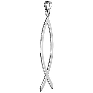 Sterling Silver Christian Fish Ichthys Pendant Handmade 1 1/2 inch tall