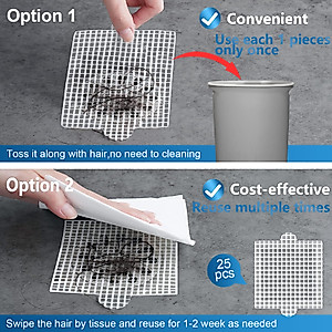 Disposable Shower Drain Hair Catcher, 4.1 Inch Shower Drain Cover Mesh Stickers, 25 Pack