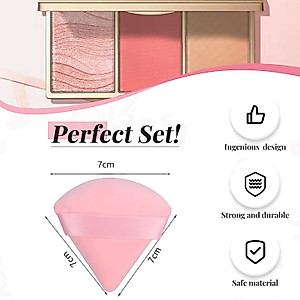 4 Pieces Pure Powder Puff Face Triangle Soft Makeup Powder Puff for Loose Powder with Strap Cosmetic Foundation Wet Dry Makeup (Black, White, pink, nude)
