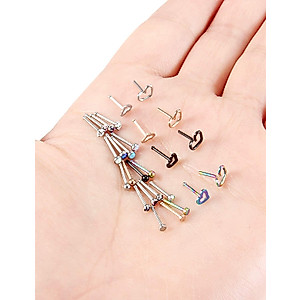 Goerhsjie Nose Rings Studs Piercings Jewelry for Women Men Surgical Steel 20g Straight Bone Shape Bar 2mm Dainty 20 Gauge Hypoallergenic Opal Nostril Aretes para La Nariz