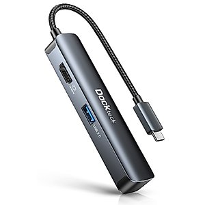 USB C Hub Multiport Adapter, dockteck 5-in-1 USB-C Hub with 4K 30Hz HDMI, SD/TF Card Slots, 2* USB 3.0 5Gbps Data Ports, for MacBook Pro, MacBook Air, iPad Pro, XPS
