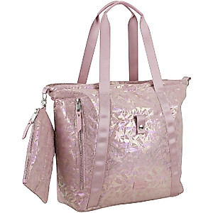 BODHI Township Tote with Removable Zipper Wristlet and Adjustable Crossbody Strap-Pink Geo