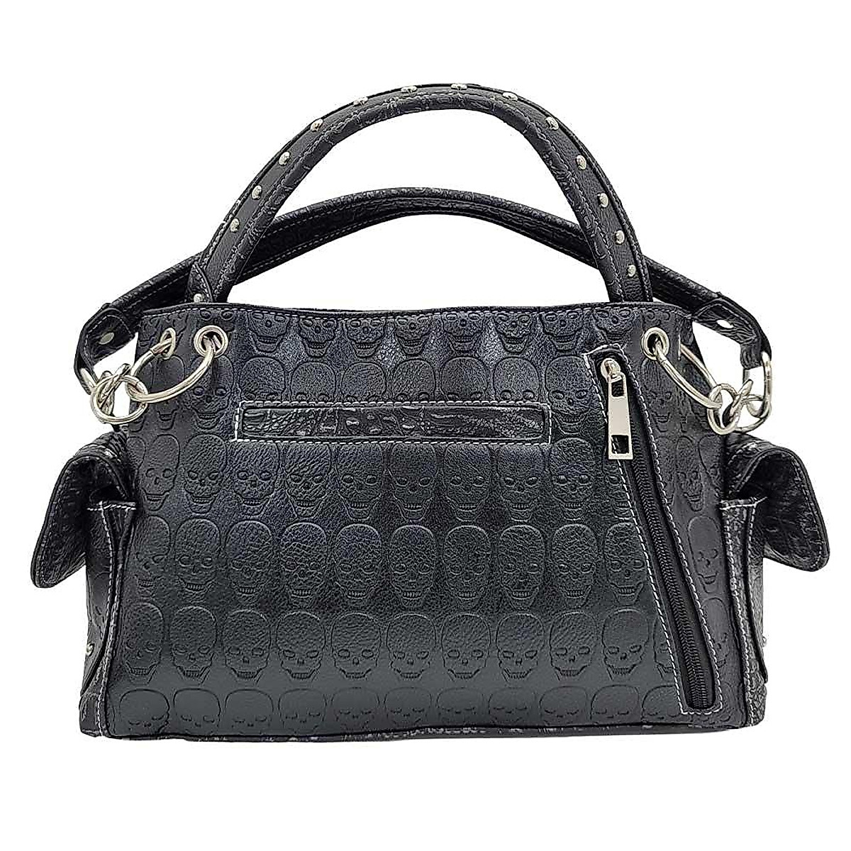 R2N fashions Rhinestone Skull Western Concealed Carry Handbag and wallet set (Black embossed)