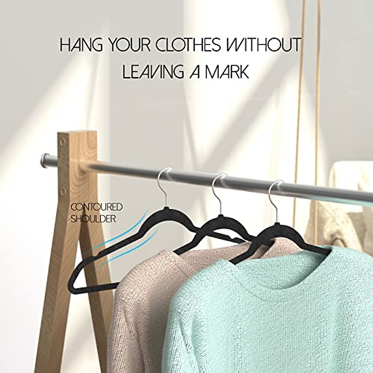 HANGERFUL Velvet Hangers 60 Pack - Premium Black Clothes Hangers - 360 Degree Swivel - Durable & Non-Slip Suit Hangers, Ultra Slim & Space Saving Coat Hangers, Strong Felt Hangers