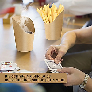 50Pcs French Fries Box, 14oz Disposable Take-out Party Baking Supplies Waffle Paper Popcorn Boxes, Sandwich Kraft Paper Cups Holder French Fry Paper Holder Wedding Food Trays Paper Cones