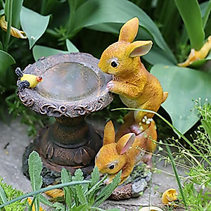 SDBRKYH Rabbit Model Decoration, Animal Solar Light Creative Garden Outdoor Night Light Resin Painted Craft Garden Landscaping Home Decoration