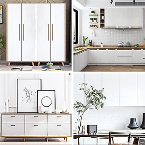 Arthome 11x100 inch White Wood Contact Paper, Self Adhesive Wallpaper Waterproof Gloss PVC Vinyl, Oil Proof,White Wood Vinyl Paper for Furniture Cover Surface,Countertop,Kitchen,Shelf Liner