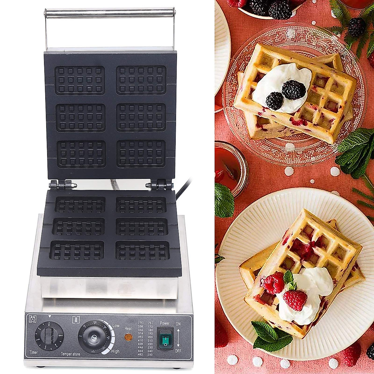 110V Waffle Maker,6 Molds Mini Waffle Maker Machine,Electric Non-Stick Waffle Baker,0~5 Min & 50-300°C Donut Dessert Maker for Kids (Waffle Maker)